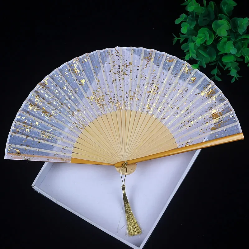 Antiquity-Folding-Fan-Chinese-Classical-Sprinkle-Gold-Silver-Exquisite ...
