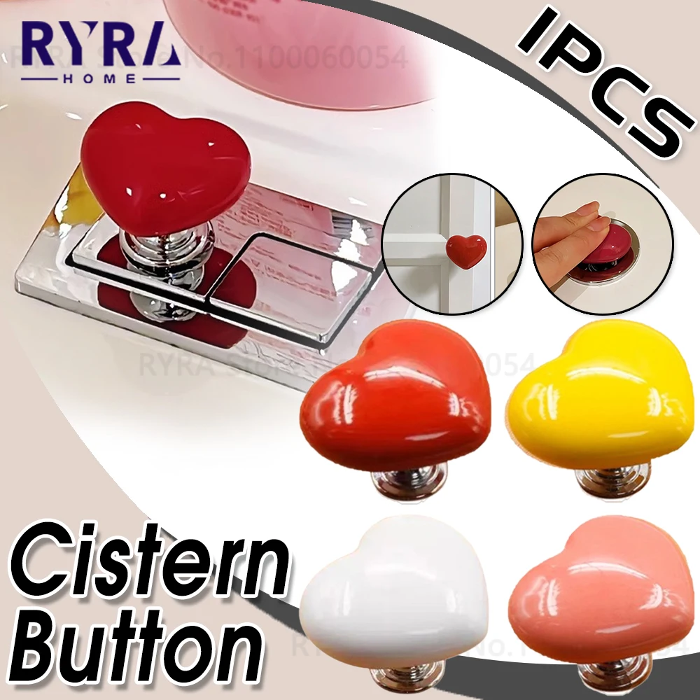Heart-Shape-Toilet-Presser-Toilet-Cistern-Press-Button-Bathroom-Water ...