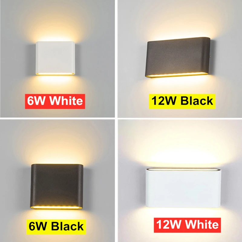 Modern Led Waterproof Outdoor Wall Lamp IP65 Aluminum 6W/12W LED Wall Light Indoor Decorated ...