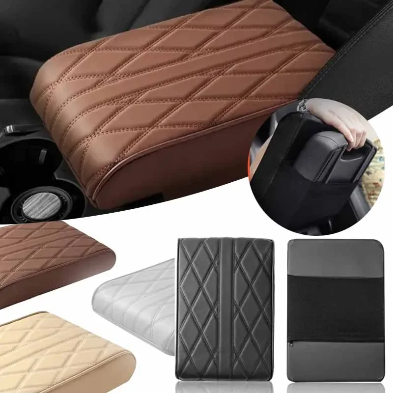Wave-Embroider-PU-Leather-Car-Armrest-Mat-Center-Console-Arm-Rest ...