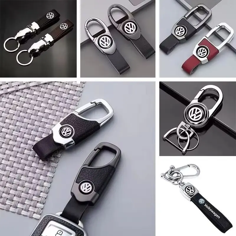 Leather Alloy Car Badge Keychains Pendant Key Ring Holder for ...