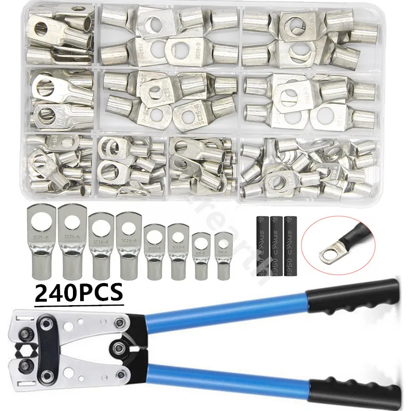 60-240PCS-Ring-Terminal-Cable-Shoes-Lugs-4-35mm2-Tinned-Copper-Lug-Wire ...
