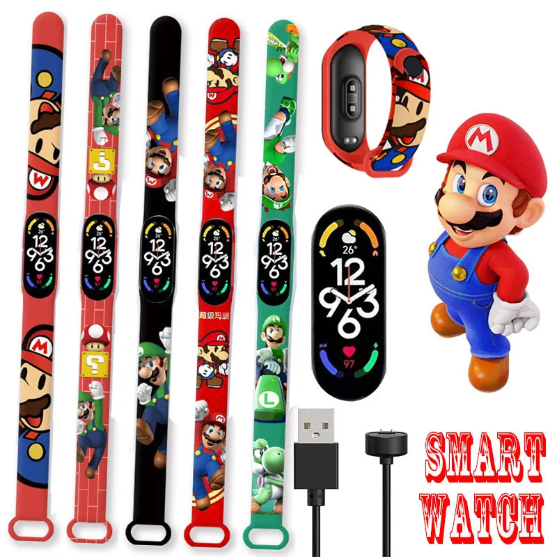 Super-Mario-Recarreg-vel-Rel-gio-Inteligente-para-Crian-as-Personagens ...