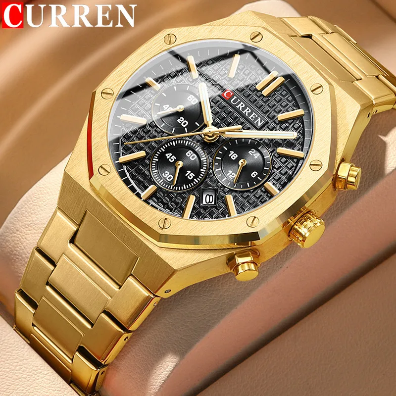 CURREN Reloj de pulsera para hombre, cronógrafo resistente al agua, militar, de lujo, de acero ...
