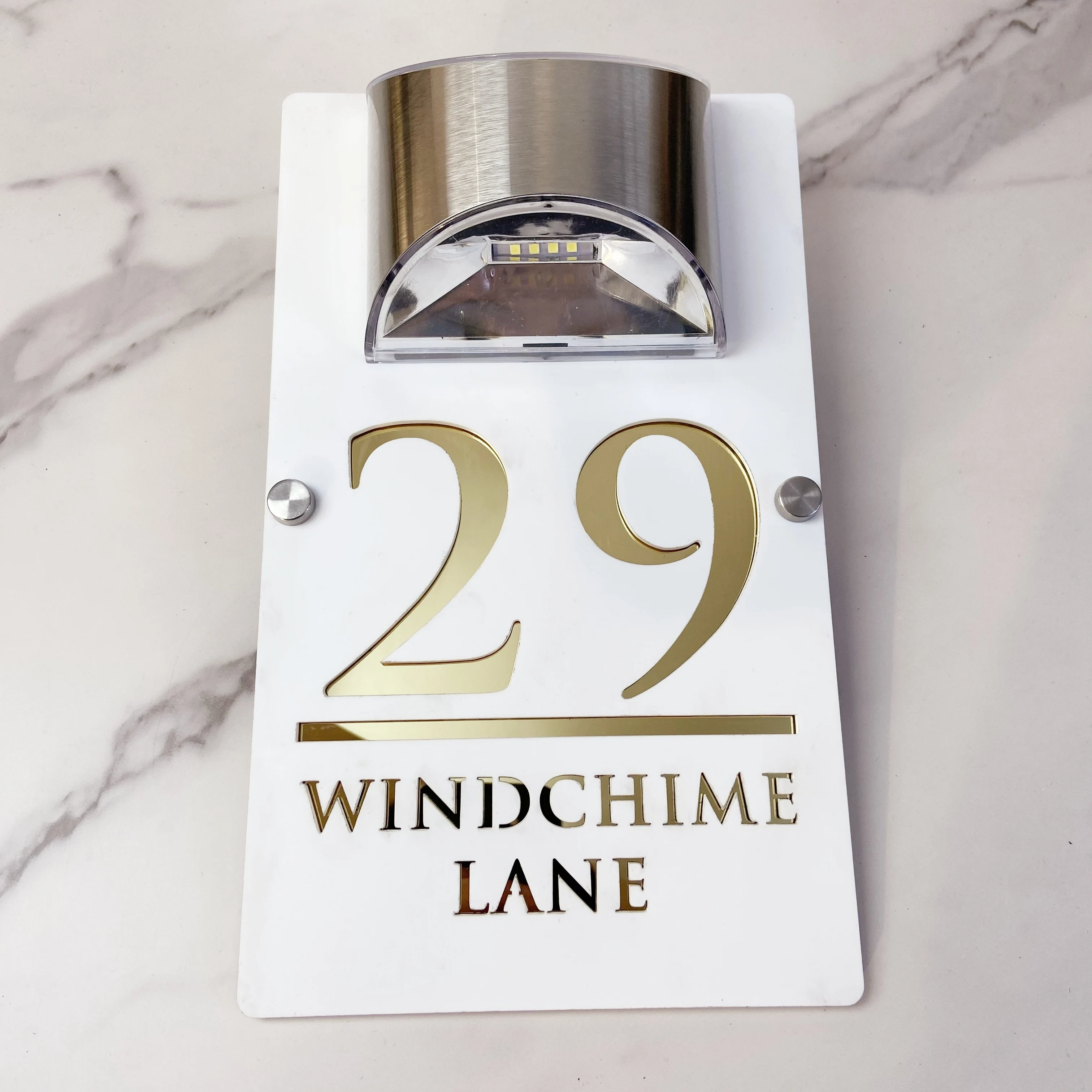 Solar LED House Number Sign Outdoor Address Plaque Custom Solar-Powered ...