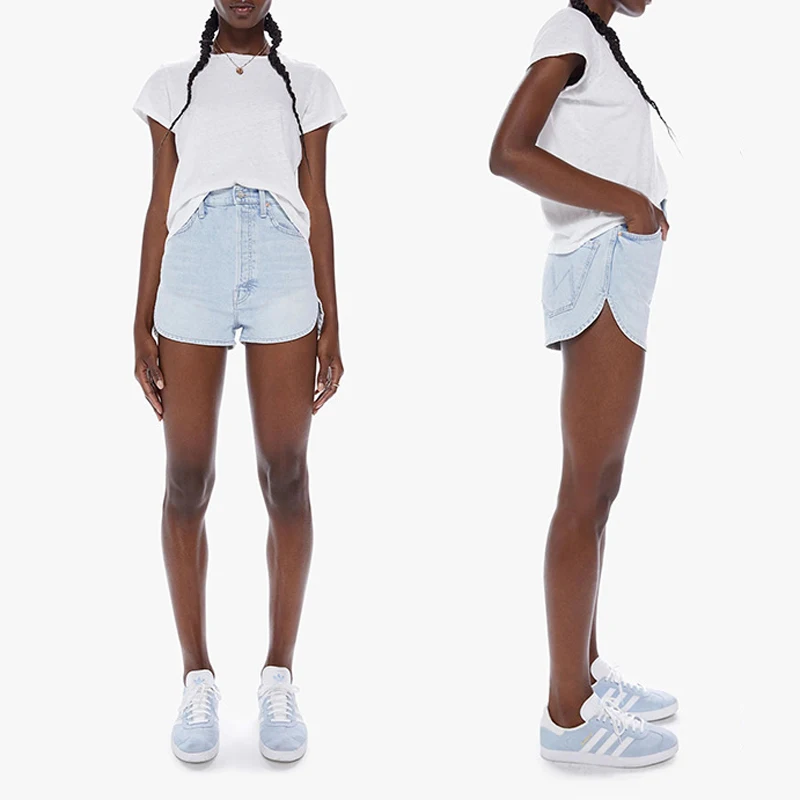 Women-U-shaped-slit-denim-shorts-2023-new-Elastic-comfortable-slim ...