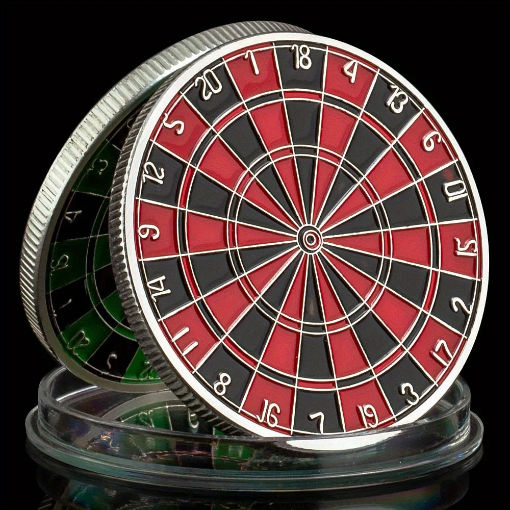 1 Pcs Dart Board Souvenir Gift Silvery Plated Commemorative Coin ...