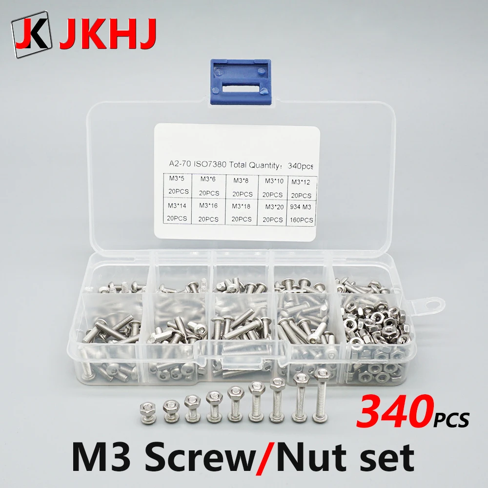 3d Printer Parts M3 Screw Nut Set Stainless Steel Hexagon Socket Head ...