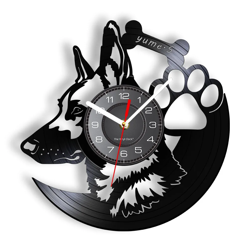 Home Décor Wall Decoration Portrait Wall Clock German Shepherd Wall ...