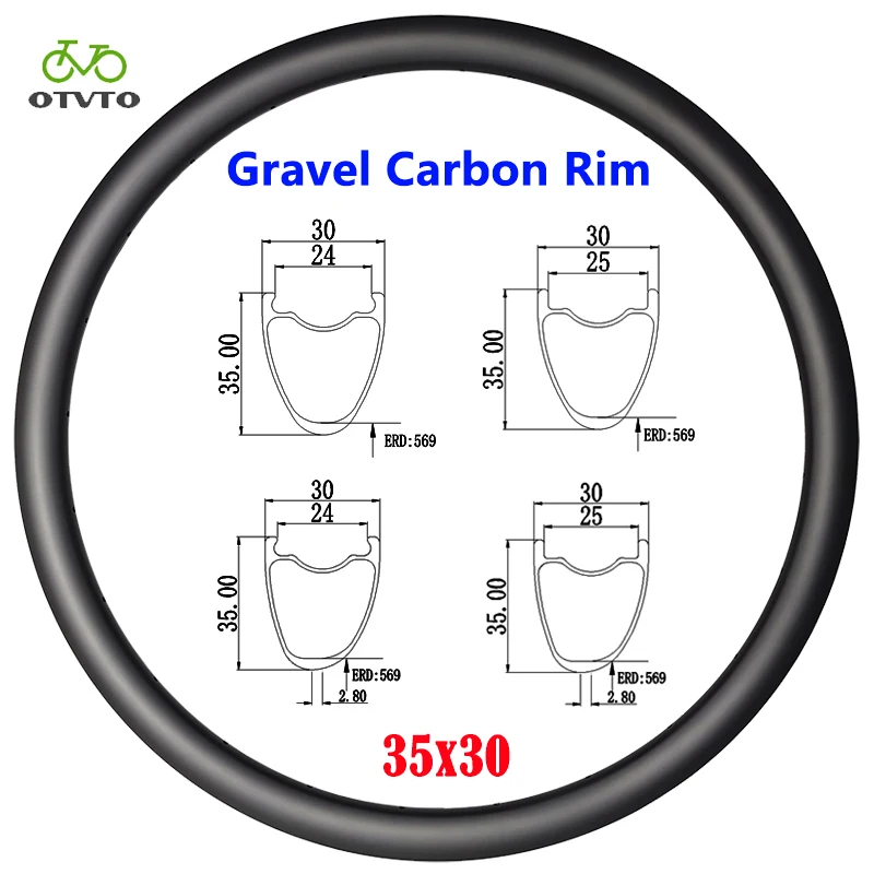 Gravel 30mm Wide Carbon Rim 35mm Deep Tubeless Symmetric Asymmetric ...