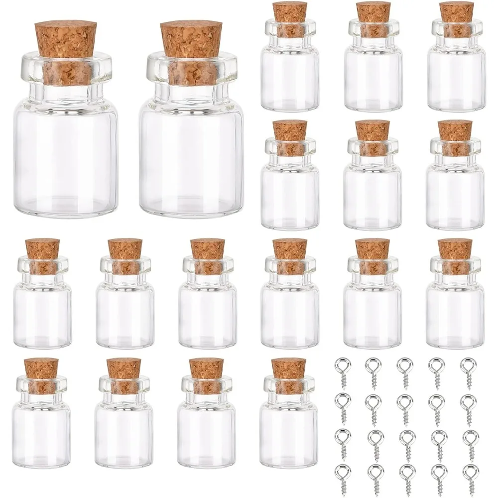 20pcs Cube Shape Tiny Bottle Charms Clear Glass Mini Wish Bottles Small ...