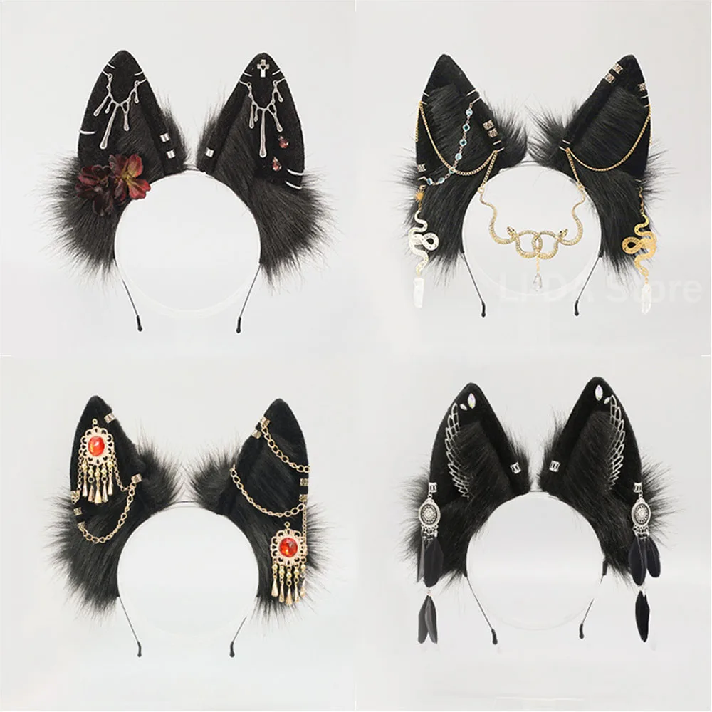 10 Styles Egyptian God Anubis Headpiece with Pendant, Plush Jackal Ears ...