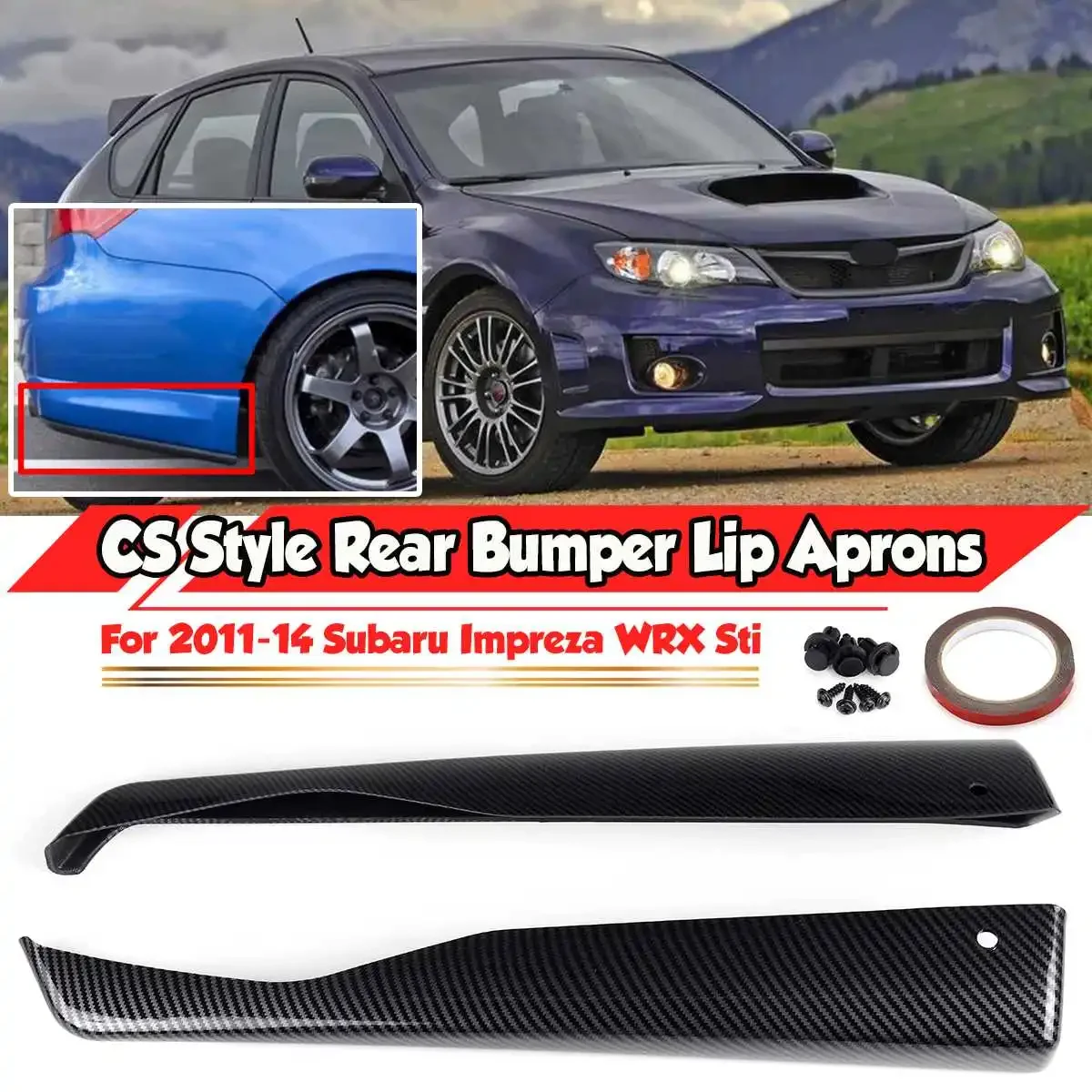 Carbon-Fiber-Car-Side-Rear-Bumper-Lip-Diffuser-Splitter-Wrap-Spoiler ...
