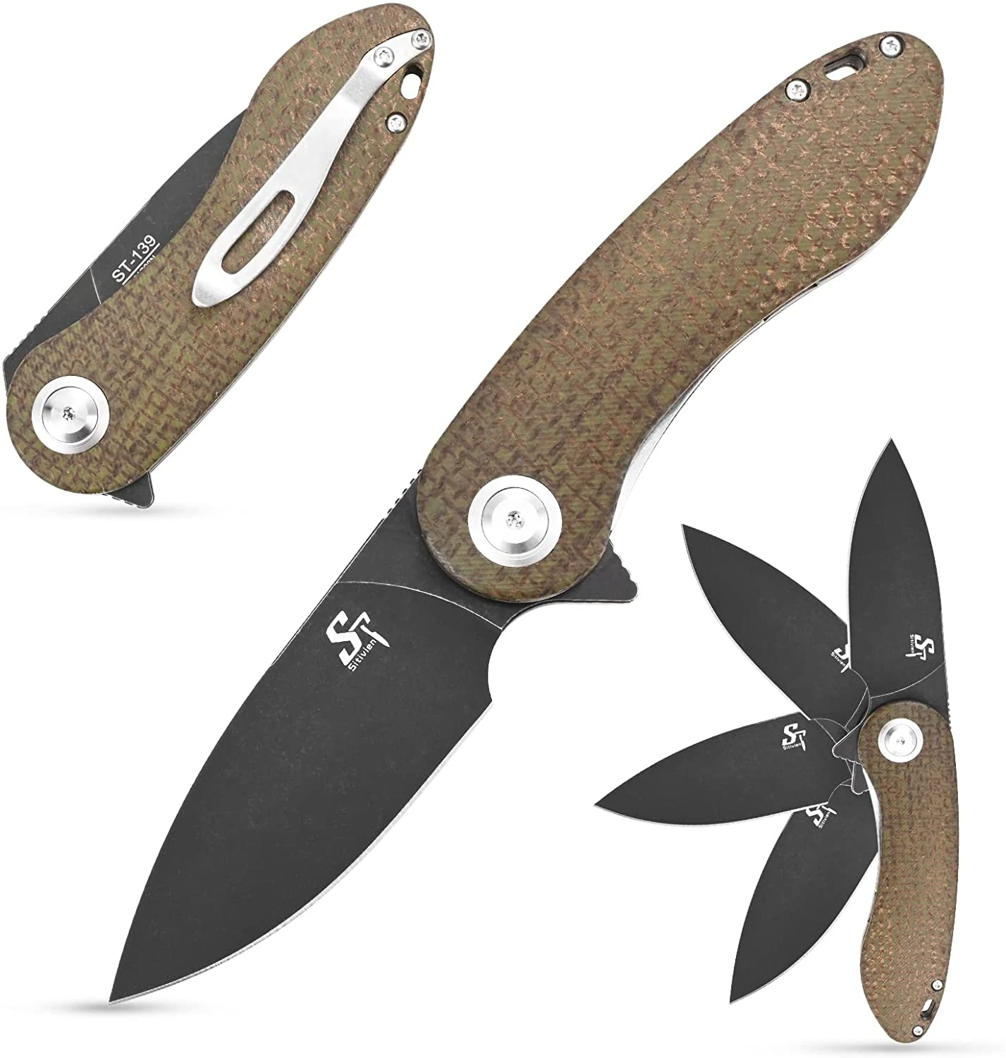 Sitivien St139 Folding Knife Pocket Knife, Sandvik 14c28n Blade G10 ...