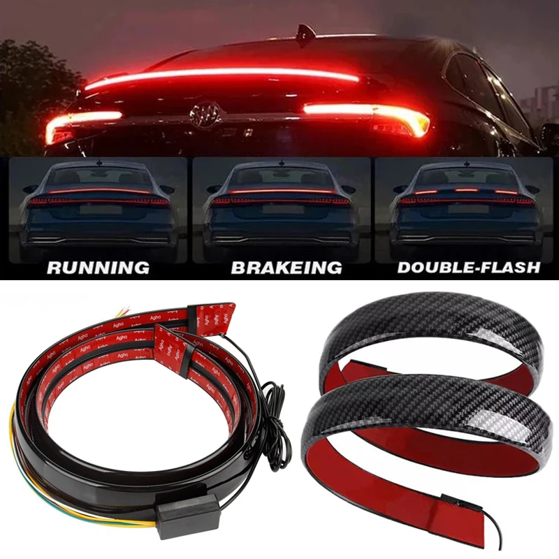 120-130cm-Carbon-Fiber-Black-Car-Tail-LED-Trunk-Light-Flow-Atmosphere ...