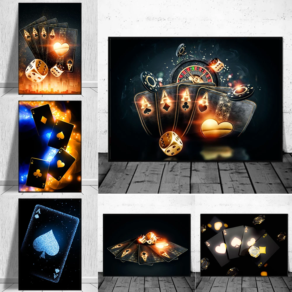 Modern Casino Royale Gambling Luxurious Poker Paintings Wall Art Canvas ...