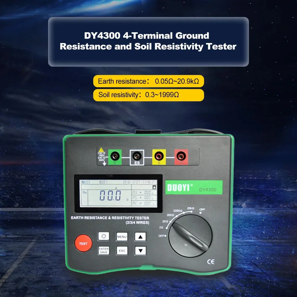 DY4300 Digital Earth Tester Ground Resistance Soil Resistivity ...