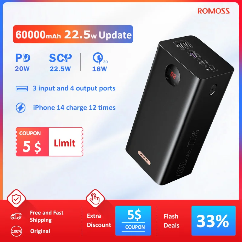 ROMOSS-PEA60-Powerful-Power-Bank-60000mAh-22-5W-SCP-PD-QC-3-0-Fast ...
