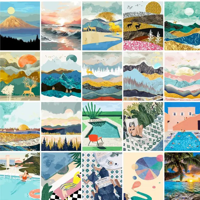 GATYZTORY-DIY-Oil-Painting-By-Numbers-For-Adults-Children-Sunrise ...