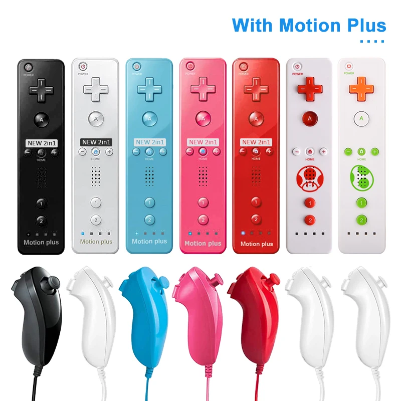 Mando a distancia inalámbrico 2 en 1 para Wii Motion Plus, Nunchuck ...