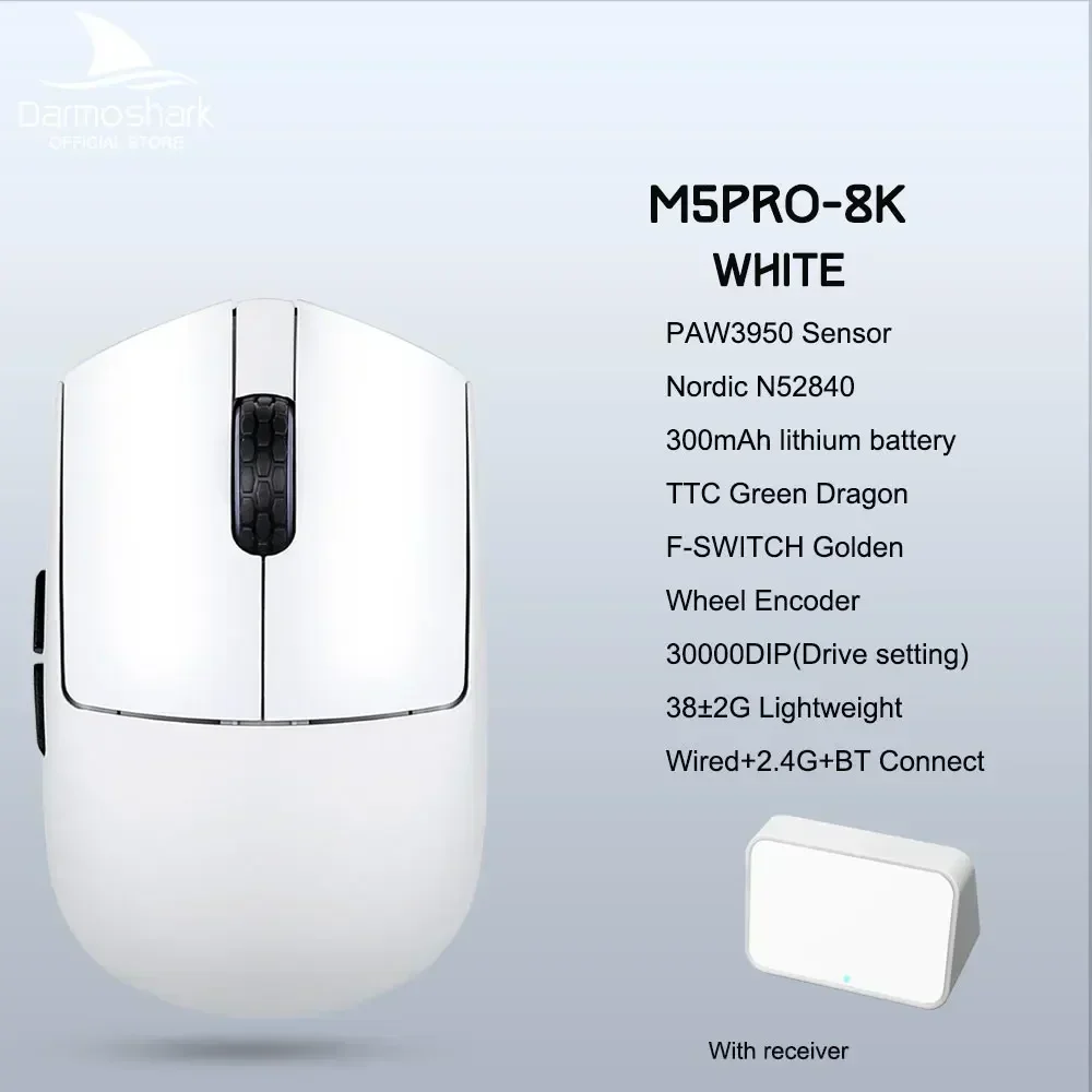 Darmoshark M5 Pro Wireless Mouse PAW3950 8K Bluetooth Tri-Mode ...