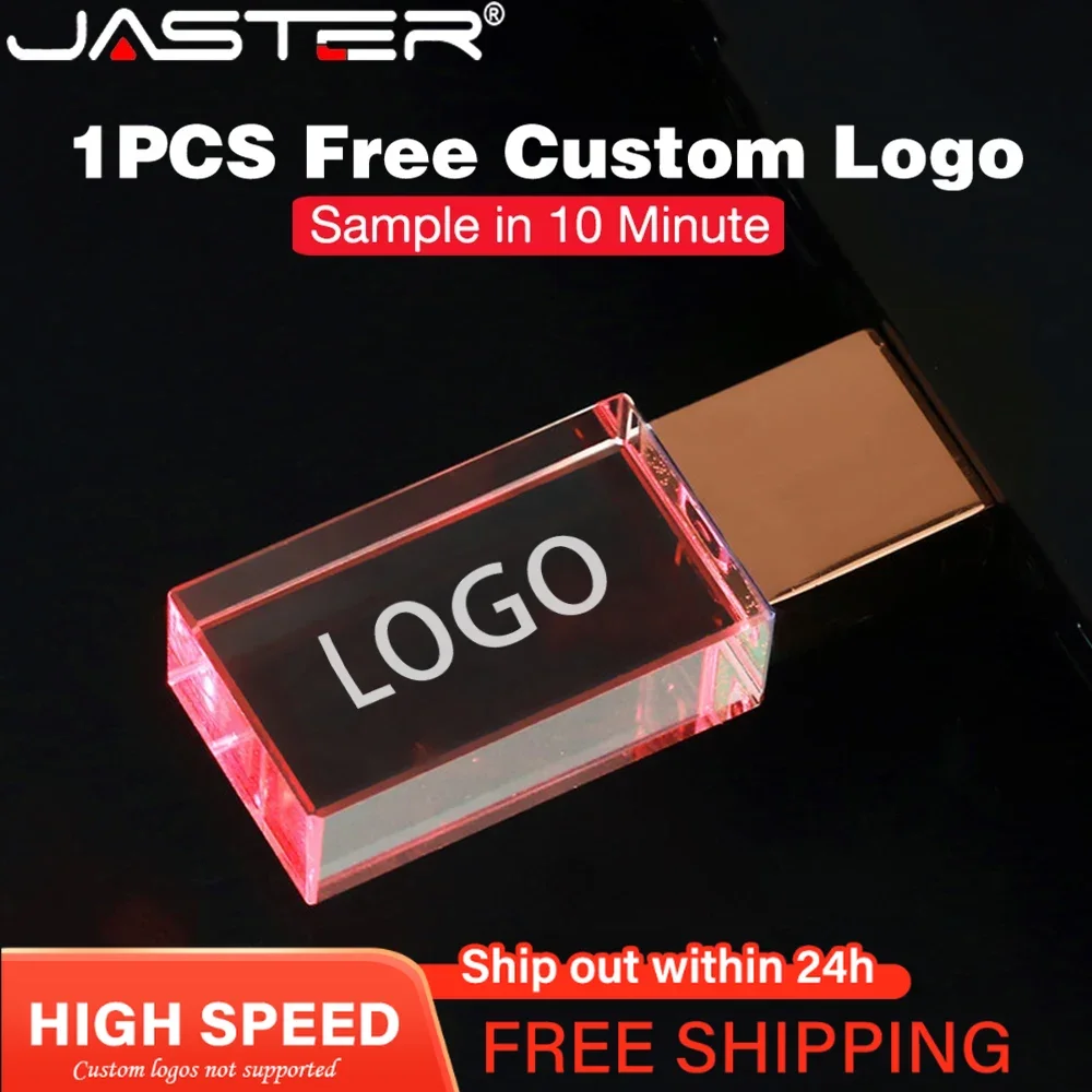 JASTER-Crystal-USB-Flash-Drive-Logotipo-Personalizado-Gr-tis-Pen-Drive-Luz-LED-Colorida-Stick ...