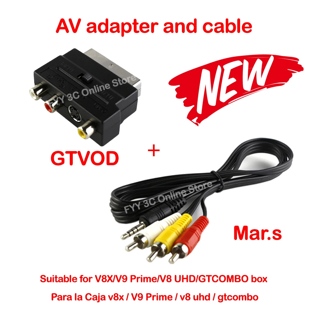 AV cable and AV adapter, suitable for V8X/V9 Prime/V8 UHD satellite ...