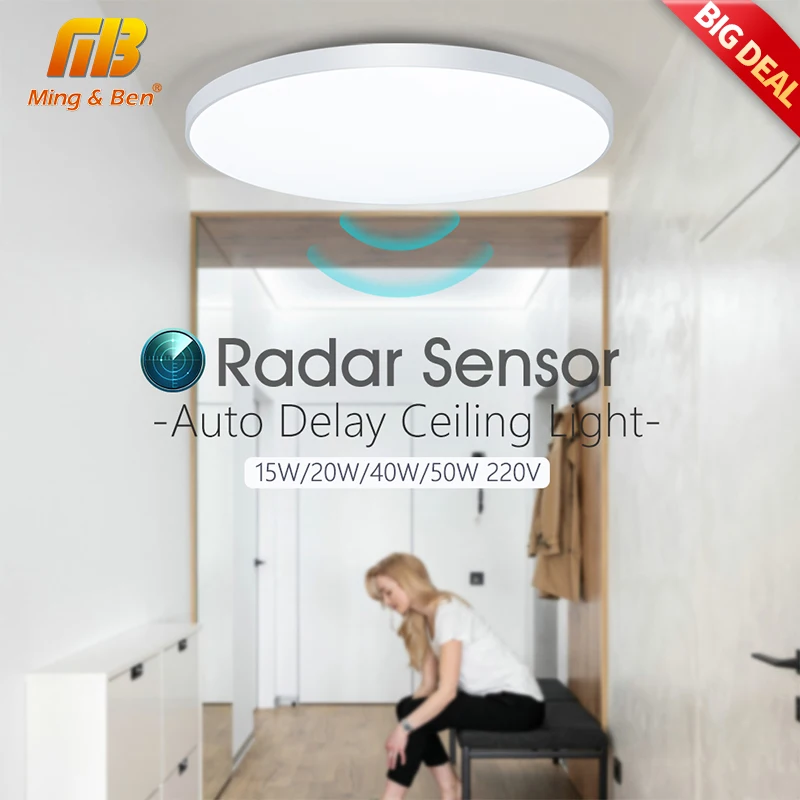 47cm-Radar-Sensor-LED-Ceiling-Light-Auto-Delay-Motion-Sensor-220V-Cold-White-Smart-Lighting ...