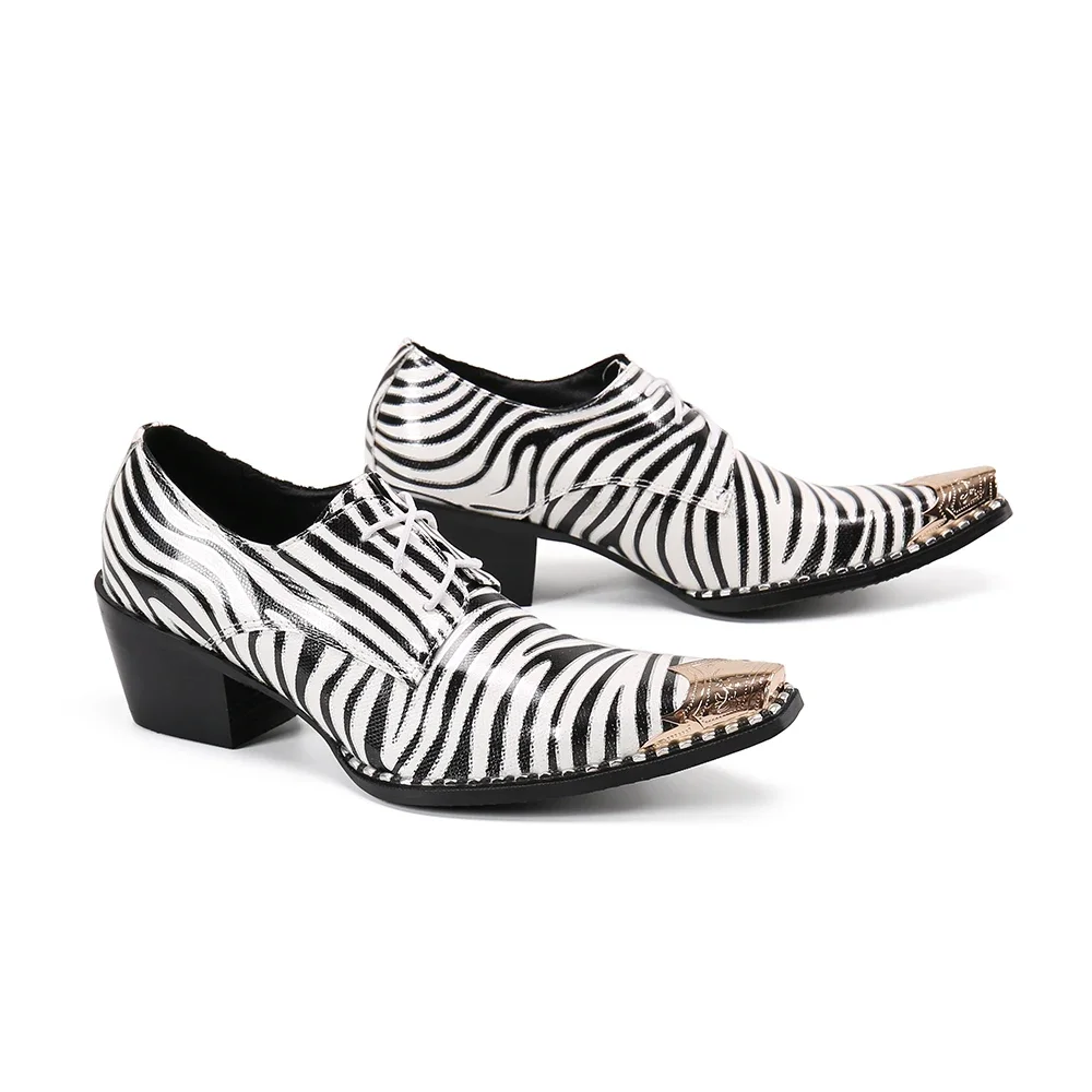 New Original Zebra Pattern Real Leather Men Oxford Shoes Lace Up ...