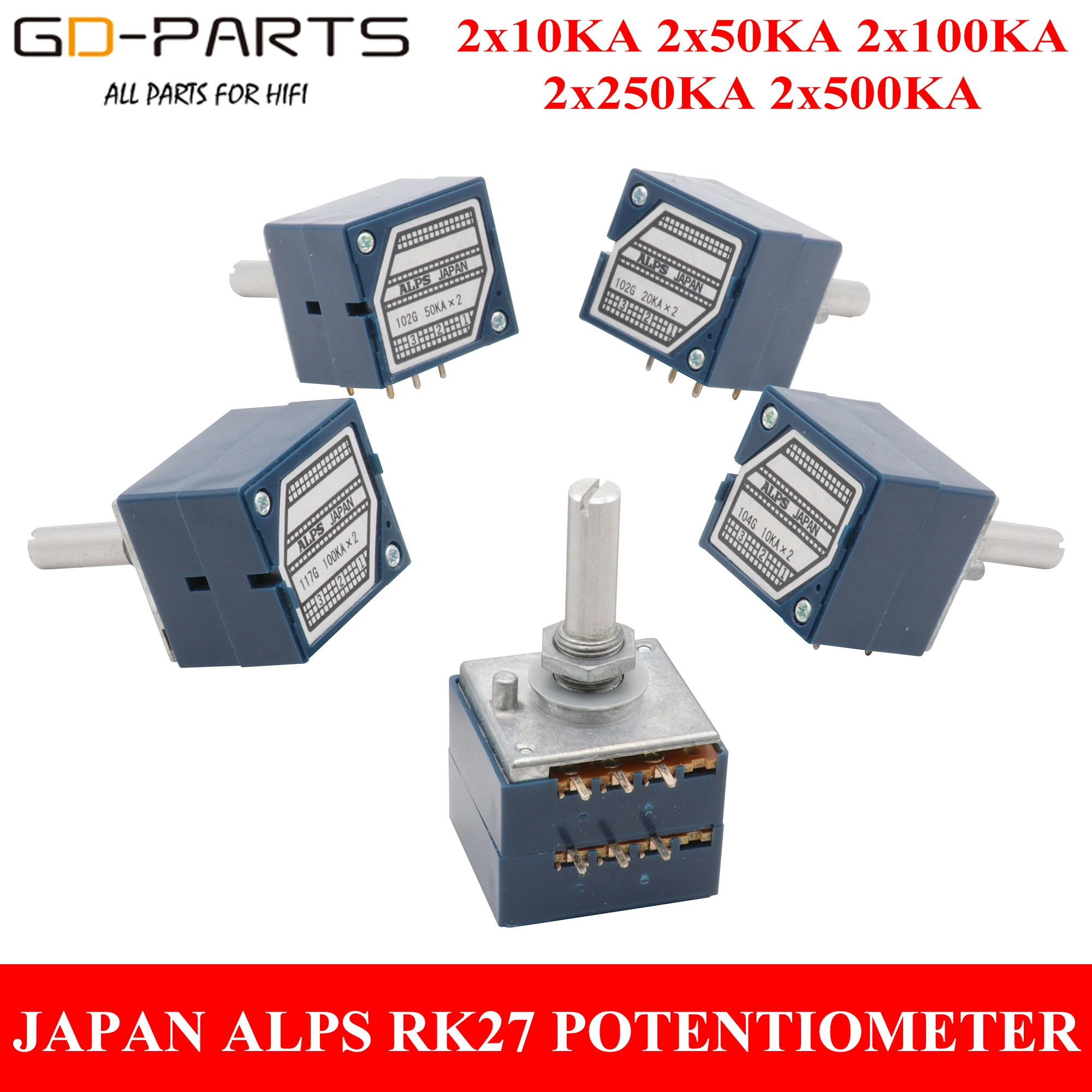 Stereo 10ka 20ka 50ka 100k 250k Japan Alps Rk27 Volume Potentiometer ...