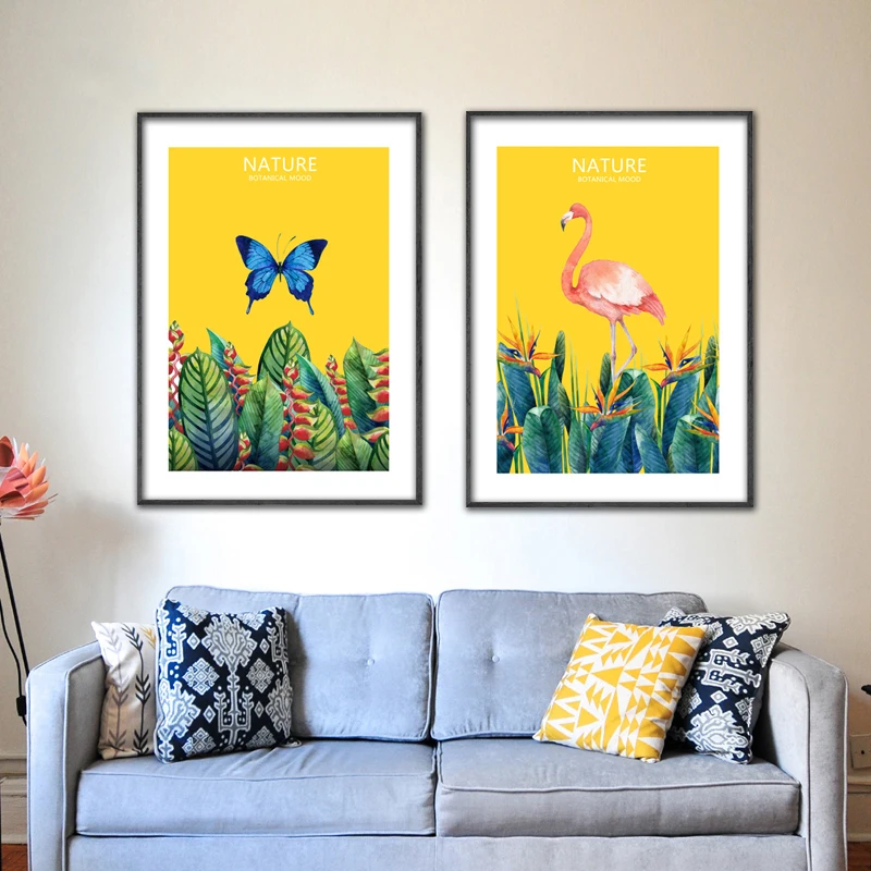 Borboleta flamingo arte da parede cartaz da parede fotos simples ...