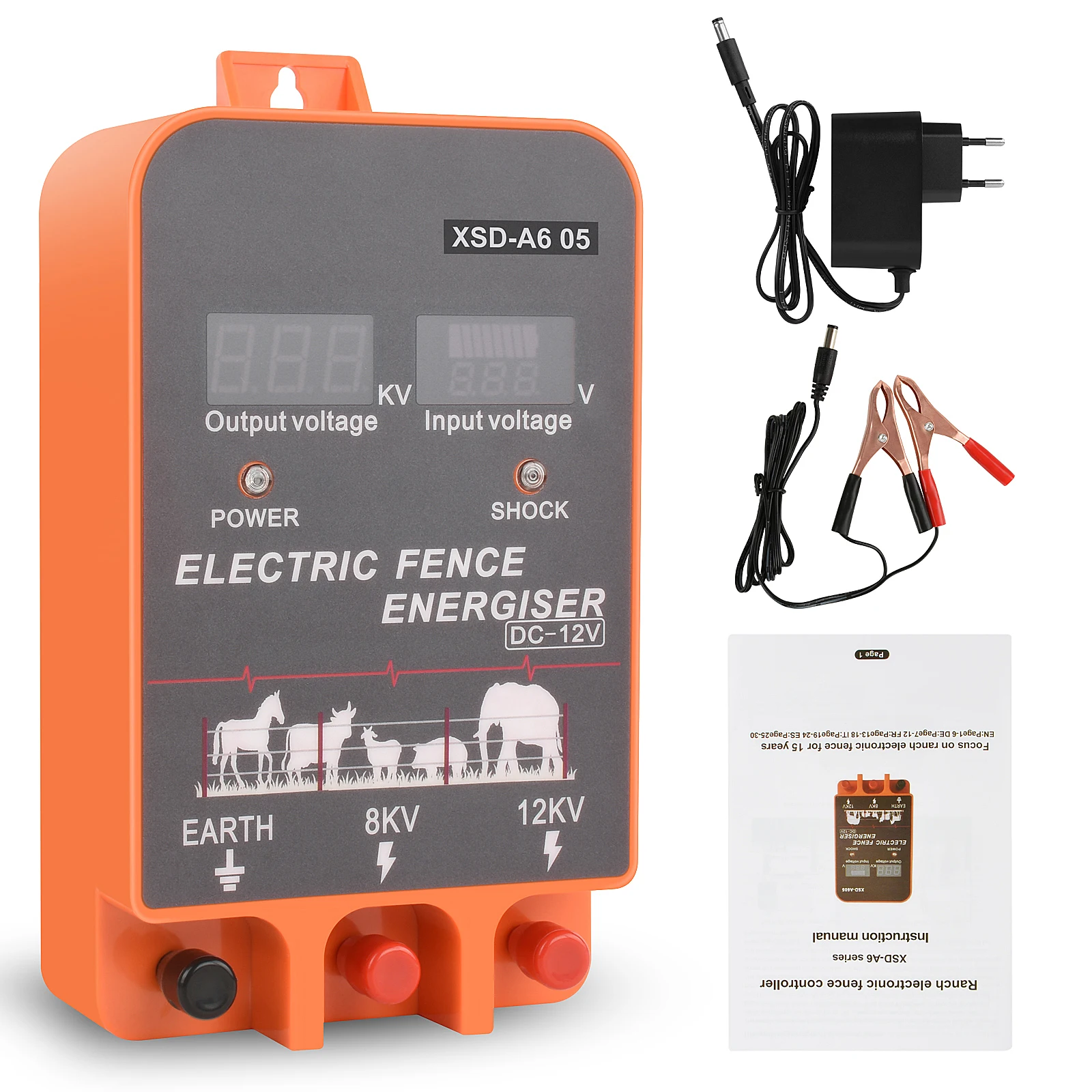 5KM-Pulse-Controller-Electric-Shepherd-Fence-Charger-LCD-Display ...