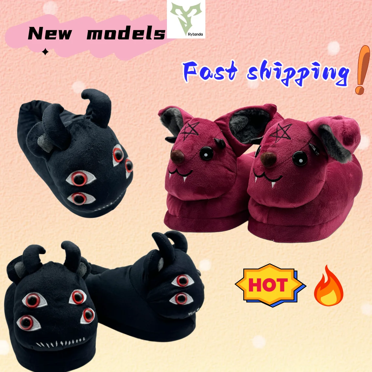 Diablo-Series-Rabbit-Four-Eyed-Doll-Plush-Slippers-Creative-Rabbit-Warm ...