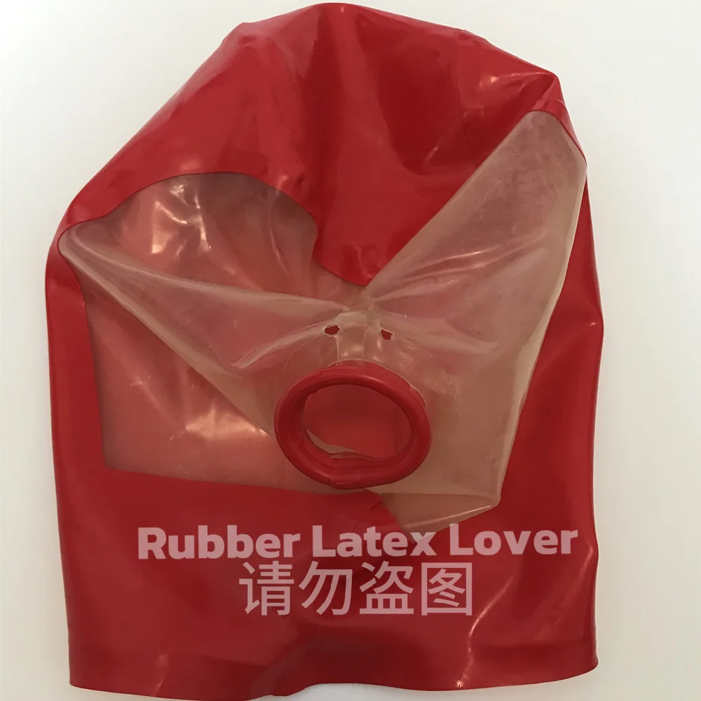 Sexy Latex Hood Transparent Rubber Face Rolled Edges Latex Mouth With ...
