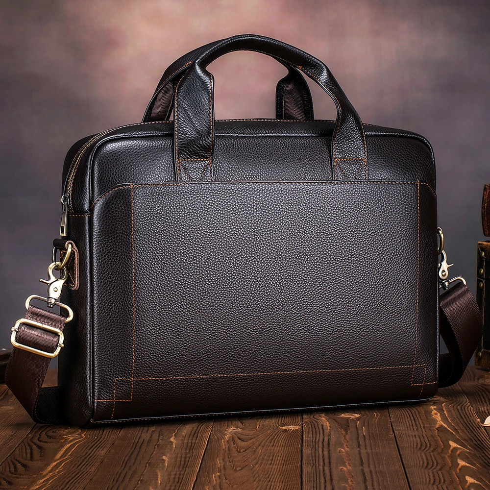 Leather Briefcase – Top-Grain Cowhide, Laptop-Ready, Office-Class Carry