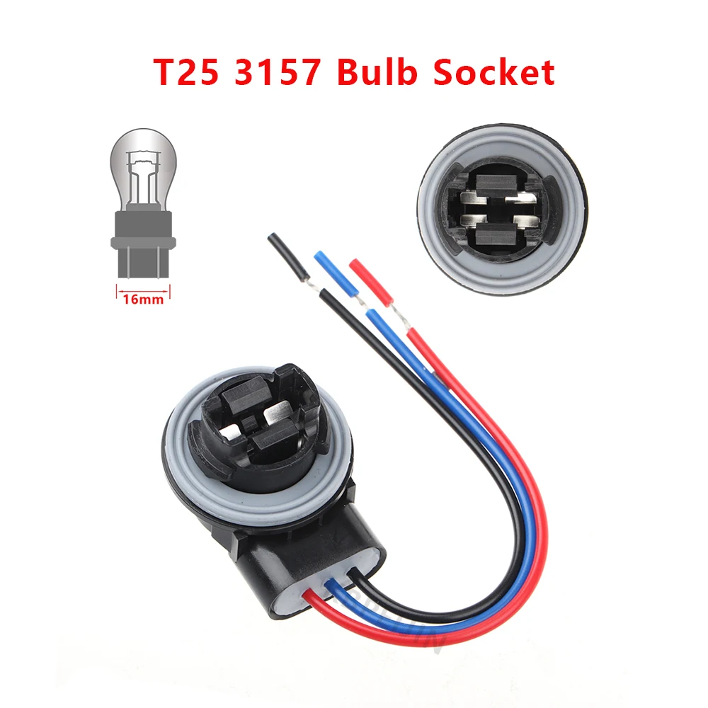 2 x Car Light Socket Connectors T25 3157 Bulb Lamp Holder For Ford Jeep ...