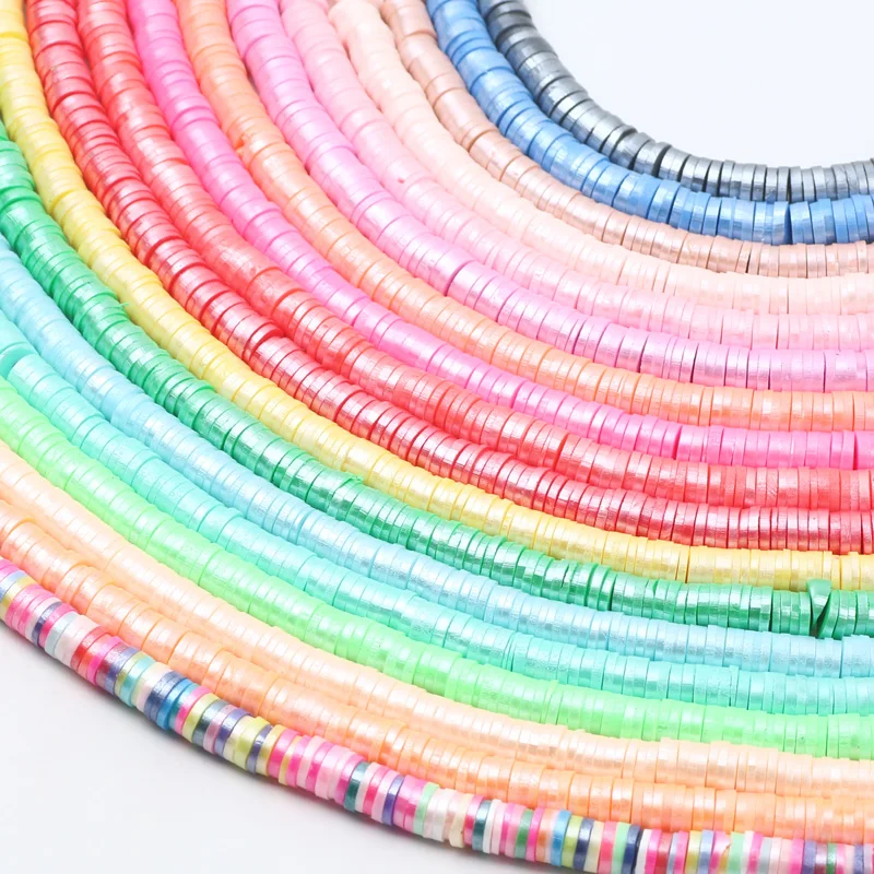 350pcs 6mm Shiny Flat Round Polymer Clay Beads Disk Loose Spacer Beads ...