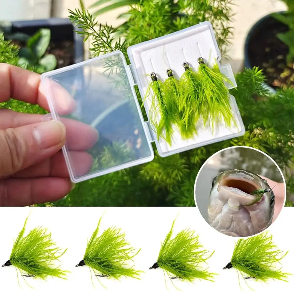4Pcs-Durable-Moss-Fishing-Hook-Green-Weed-Hair-Rigs-Terminal-Tackle ...