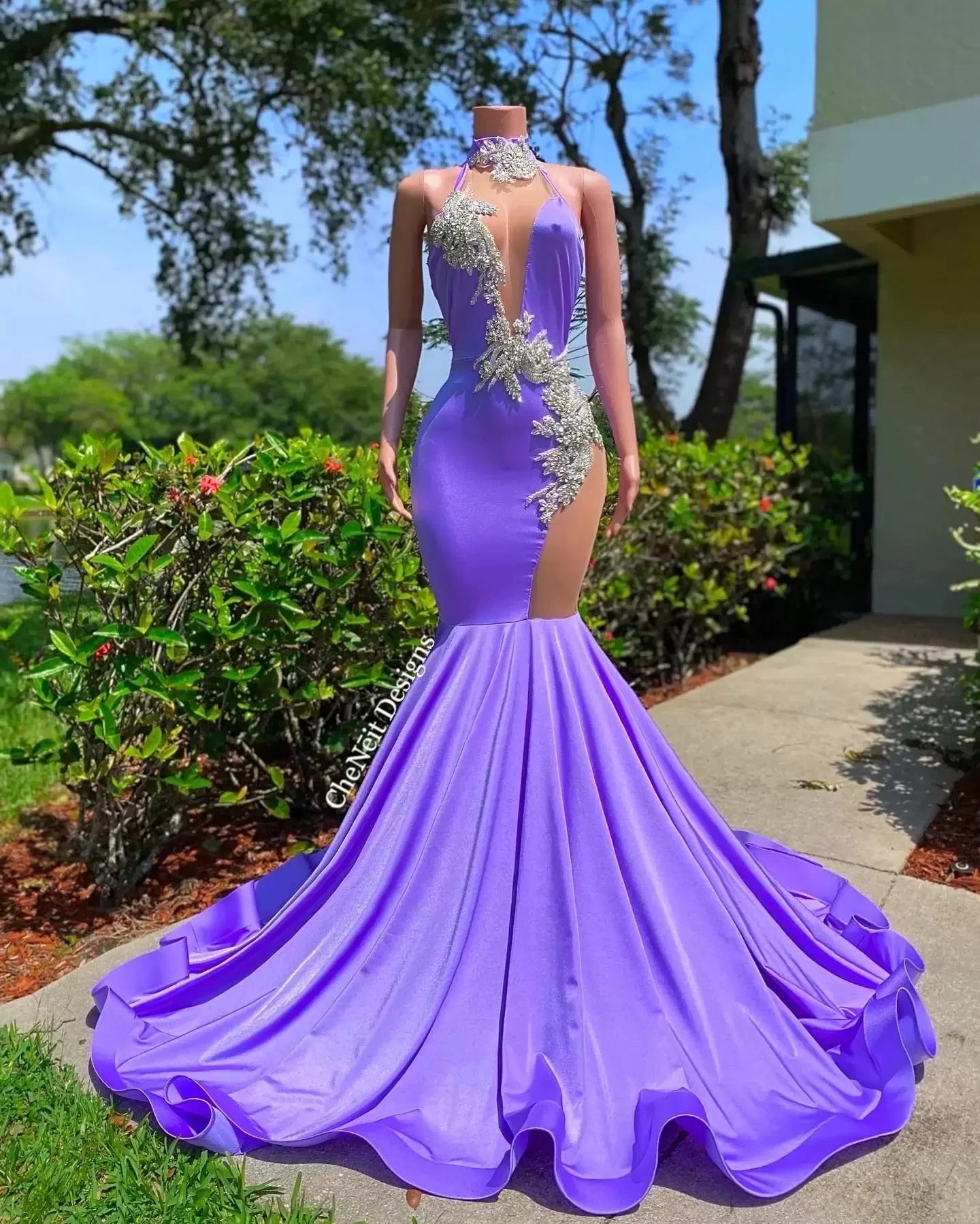 Dark Purple Mermaid Prom Dresses