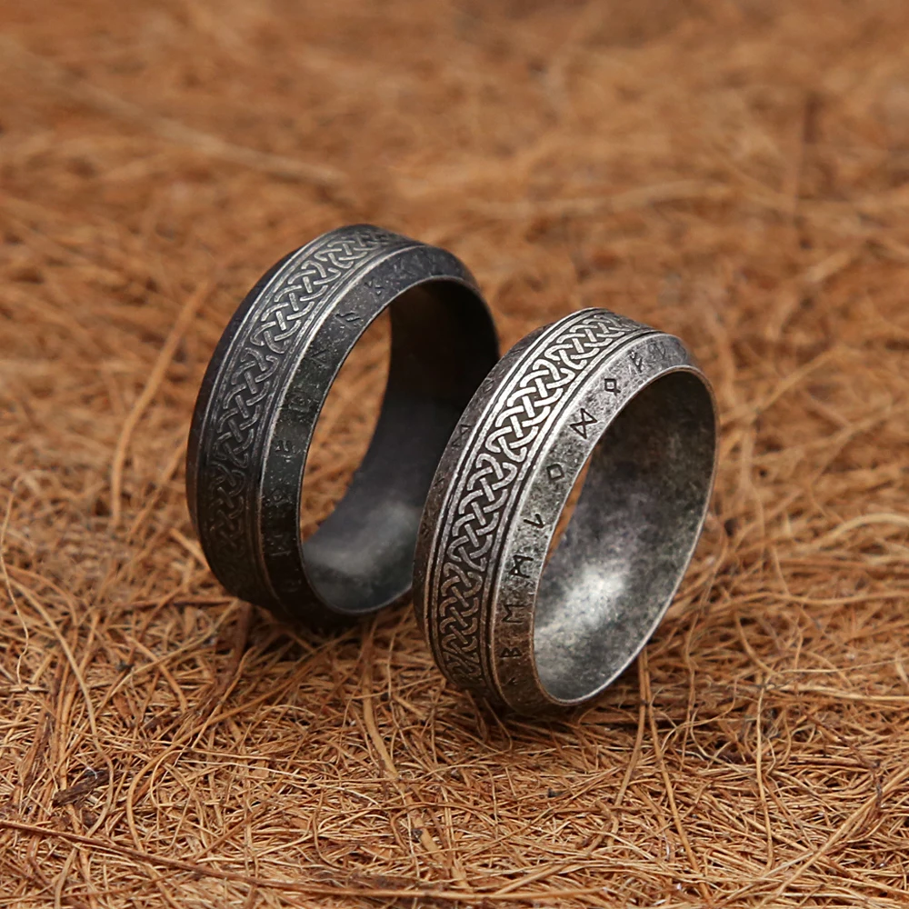 Fashion Vintage Simple Viking Rune Ring for Men Women Stainless Steel ...