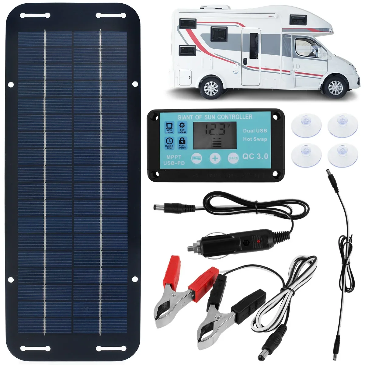 Solar Panel Kit 12V 30W IP65 Waterproof Solar Trickle Charger Portable ...