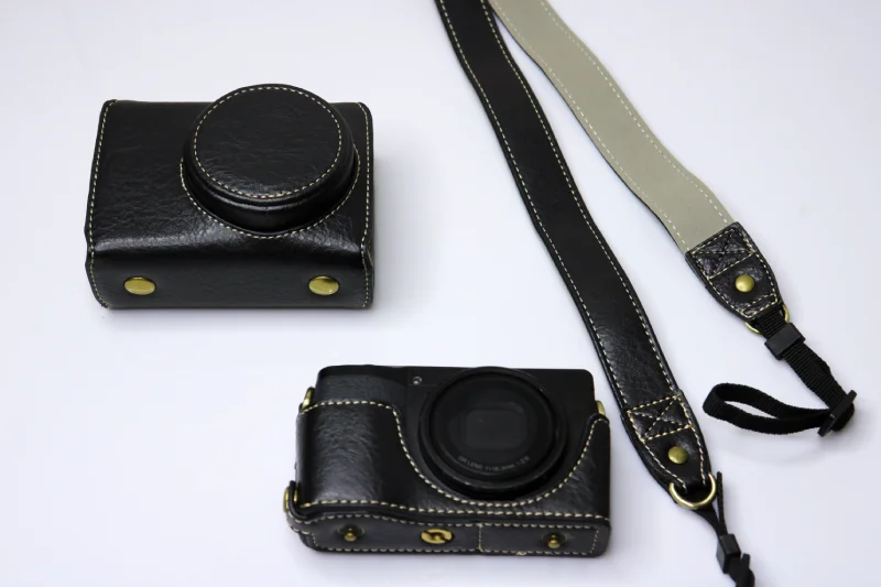 Full Body Precise Fit Litchi grain leather Digital Camera case Bag box ...