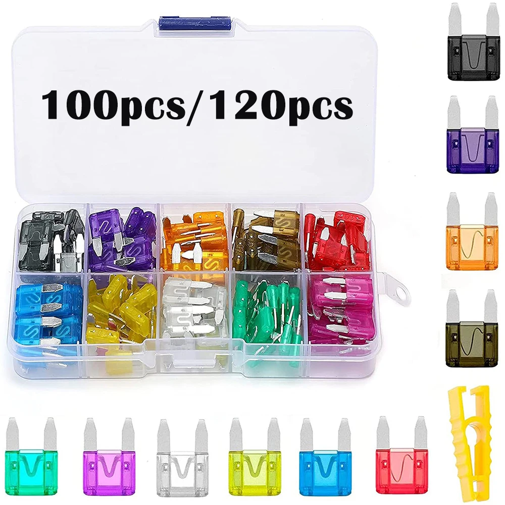 100/120pcs Car Blade Fuses Assortment Kit, Automotive Replacement Fuses ...