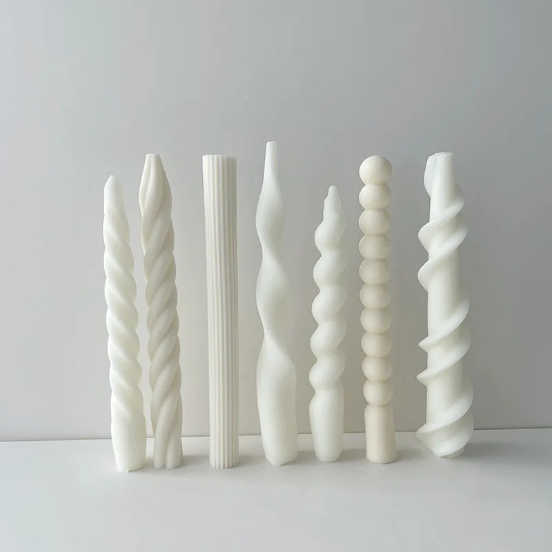 Long Spiral Taper Candle Mold Twisted Long Rod Wax Stick Silicone Mold ...