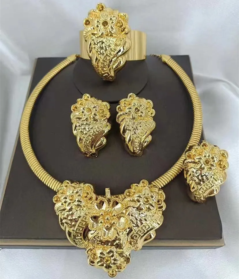 Italian Gold Plated Jewelry Set Women Party Jewelry Gift Luxury Pendant ...