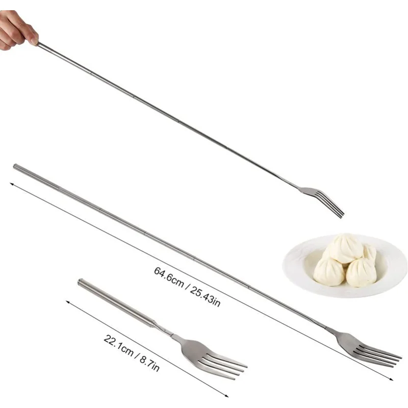 Stainless-Steel-Telescopic-Extendable-Fork-Dinner-Fruit-Dessert-Long ...