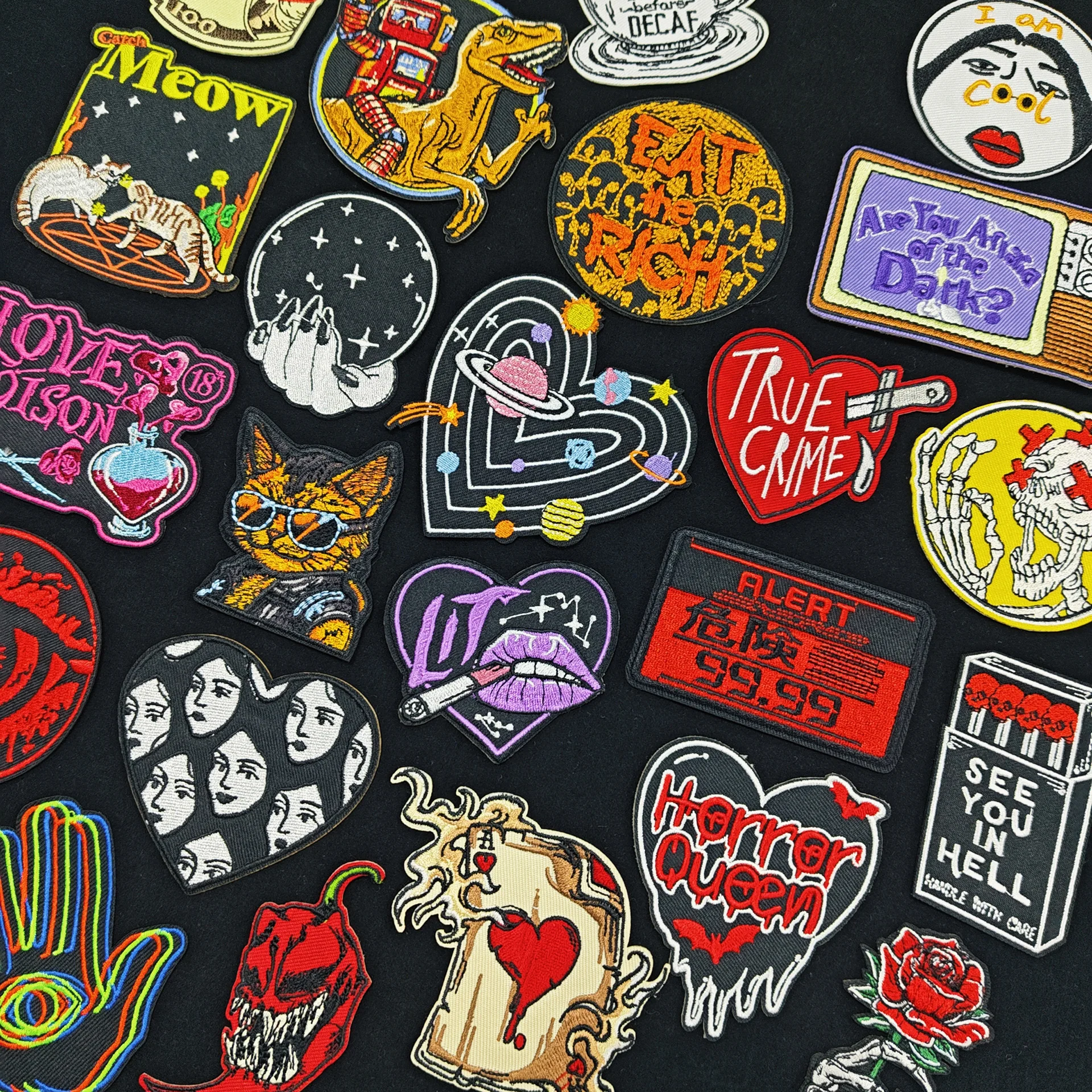 Punk-Embroidery-Rock-Band-Patches-Love-Skull-Ironing-Applique-for ...
