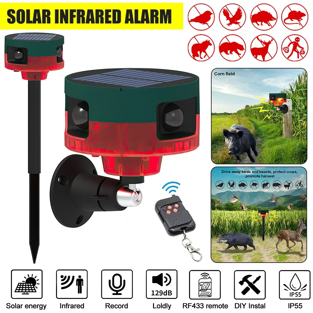 Solar-Infrared-Motion-Sensor-Alarm-Detector-Waterproof-Outdoor-Animal ...