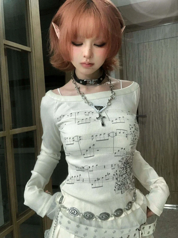 Camisetas-est-ticas-Y2k-de-algod-n-para-mujer-ropa-coreana-ajustada-que ...