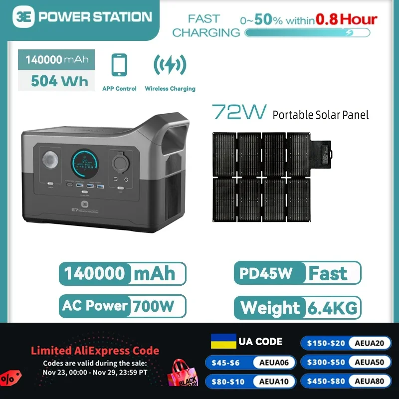 E7-700W-Portable-Power-Station-100V-230V-504Wh-10W-WIRELESS-CHARGING ...